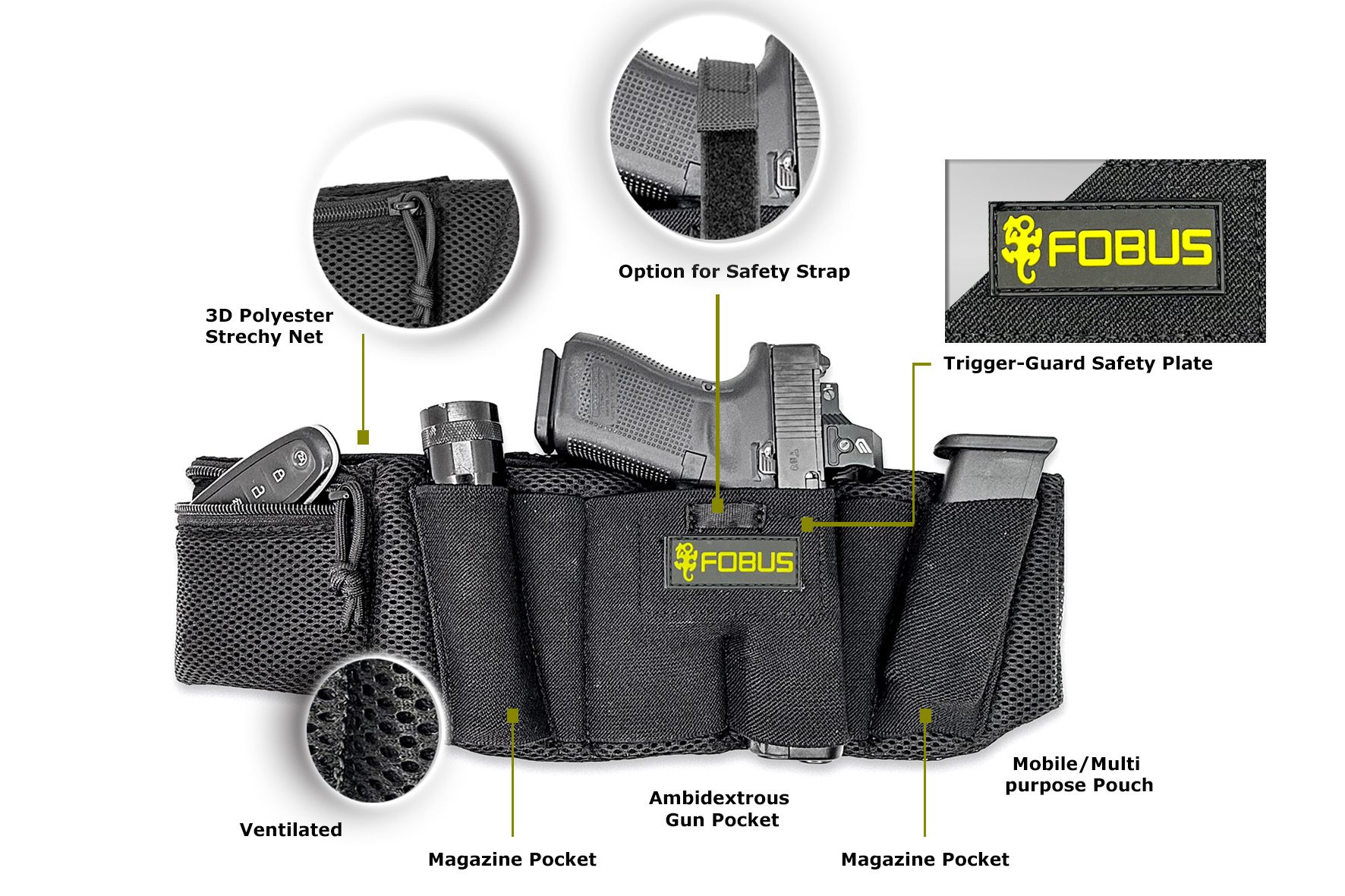 שאקל - Outdoor Gear | רצועת בטן לנשיאת אקדח ומחסנית FOBUS TACTICBAND ...